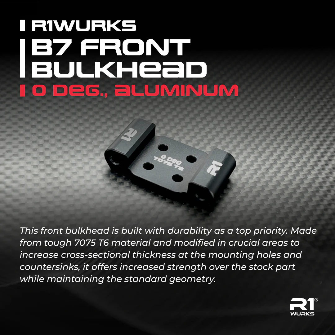 R1WURKS B7 Front Bulkhead, 0 deg., Aluminum – Racer Rc