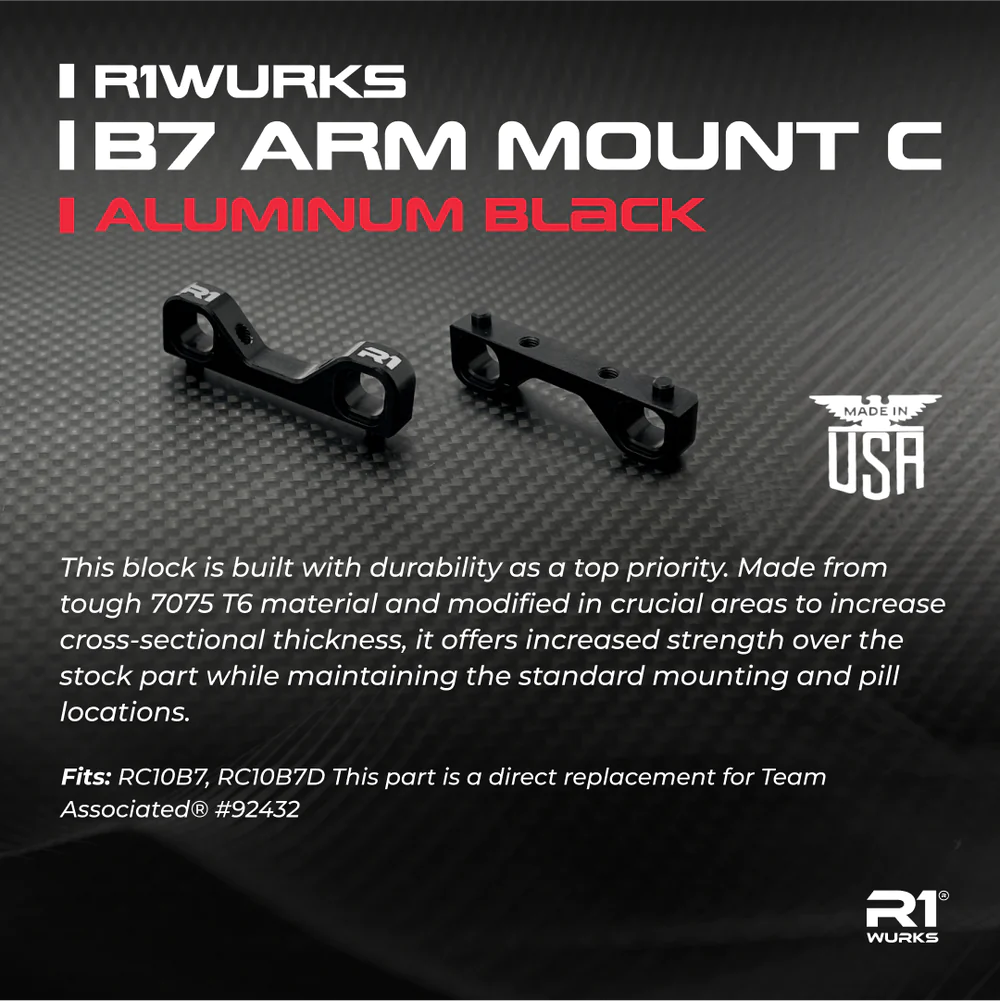 R1Wurks B7 Arm Mount C, Aluminum, Black – Racer Rc